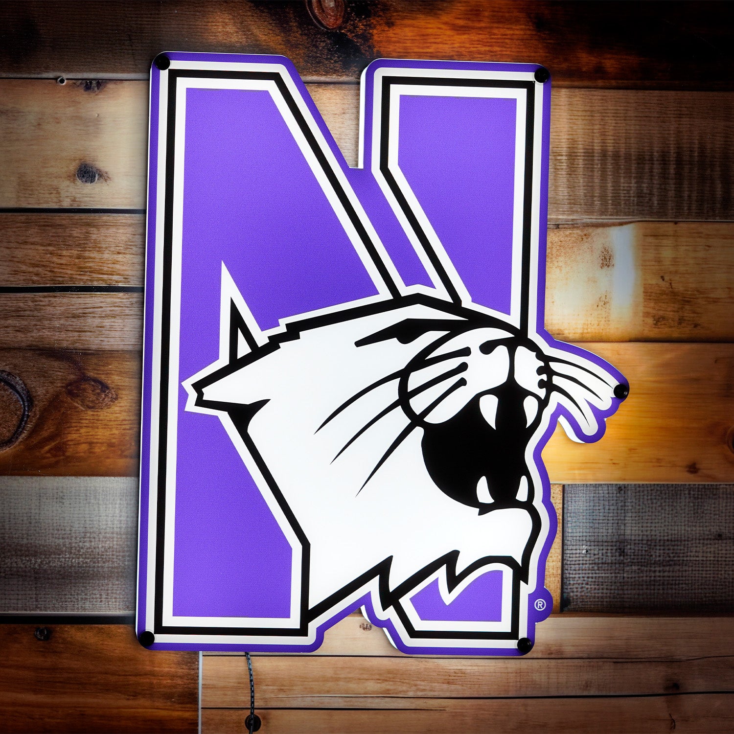 Northwestern Wildcat LED Wall Art Collegiate Decor - Wall Played