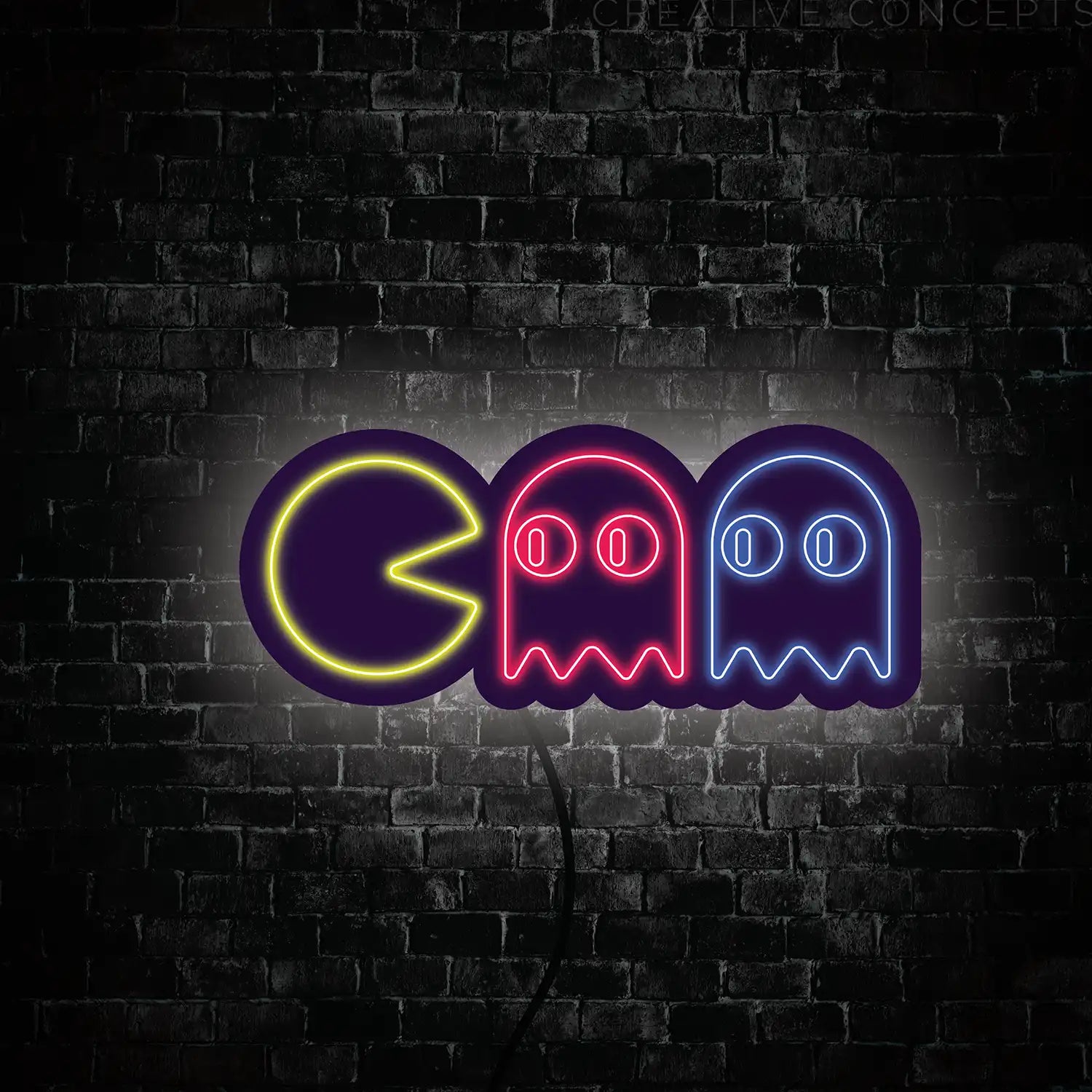 Pacman LED Wall Art Retro Gaming LED Decor - Wall Played